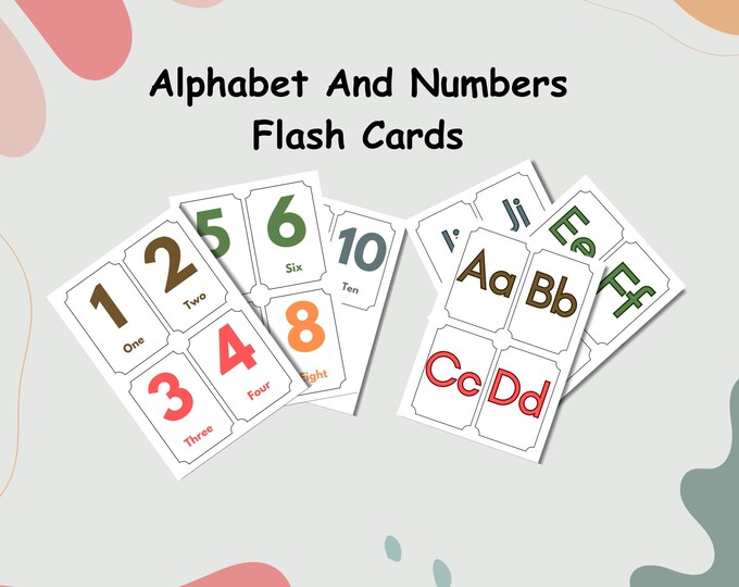 Alphabet and Numbers Flash Cards Printable for Preschool, Uppercase and ...