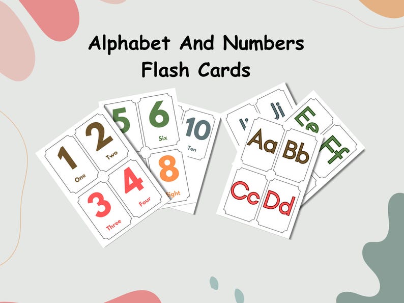 Alphabet and Numbers Flash Cards Printable for Preschool, Uppercase and ...