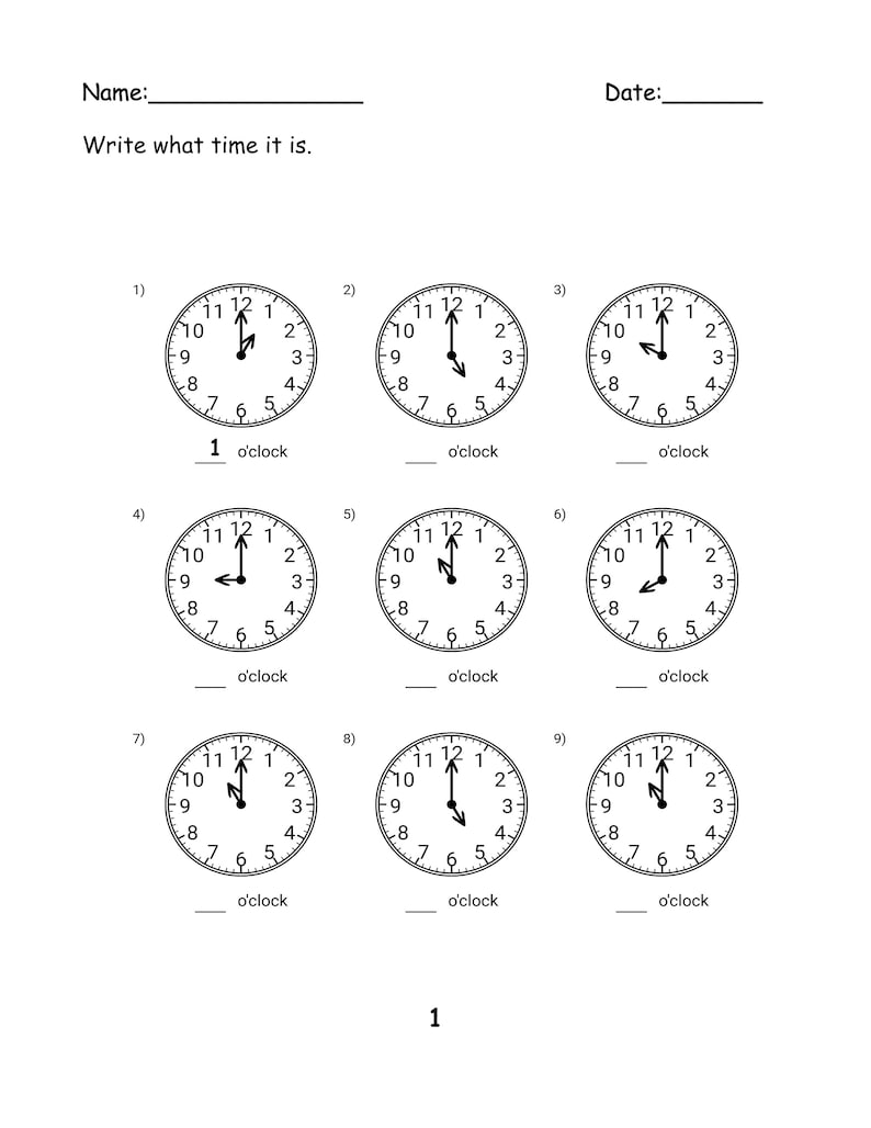 Telling Time Works Sheets, Kindergarten, First Grade Worksheets ...