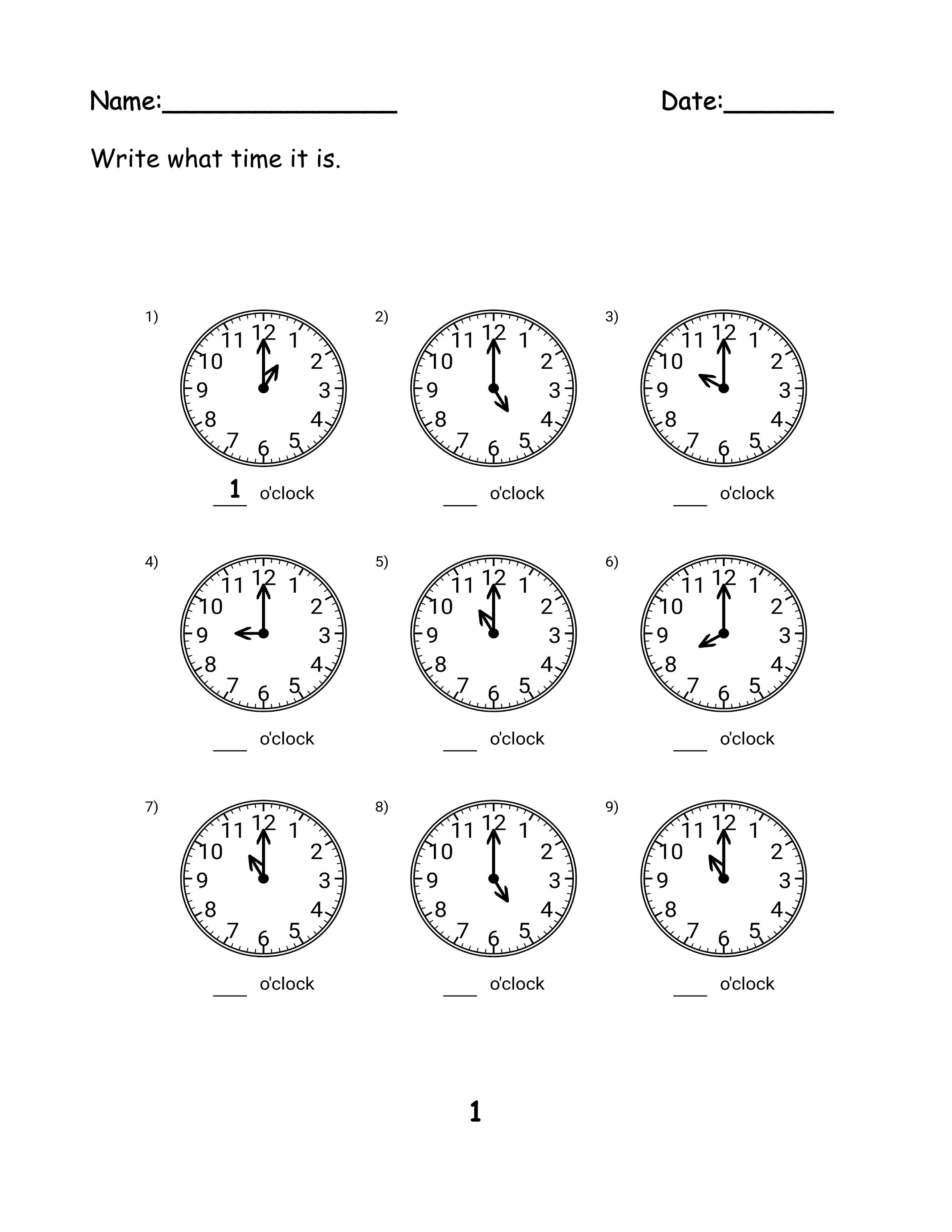 Telling Time Works Sheets, Kindergarten, First Grade Worksheets ...
