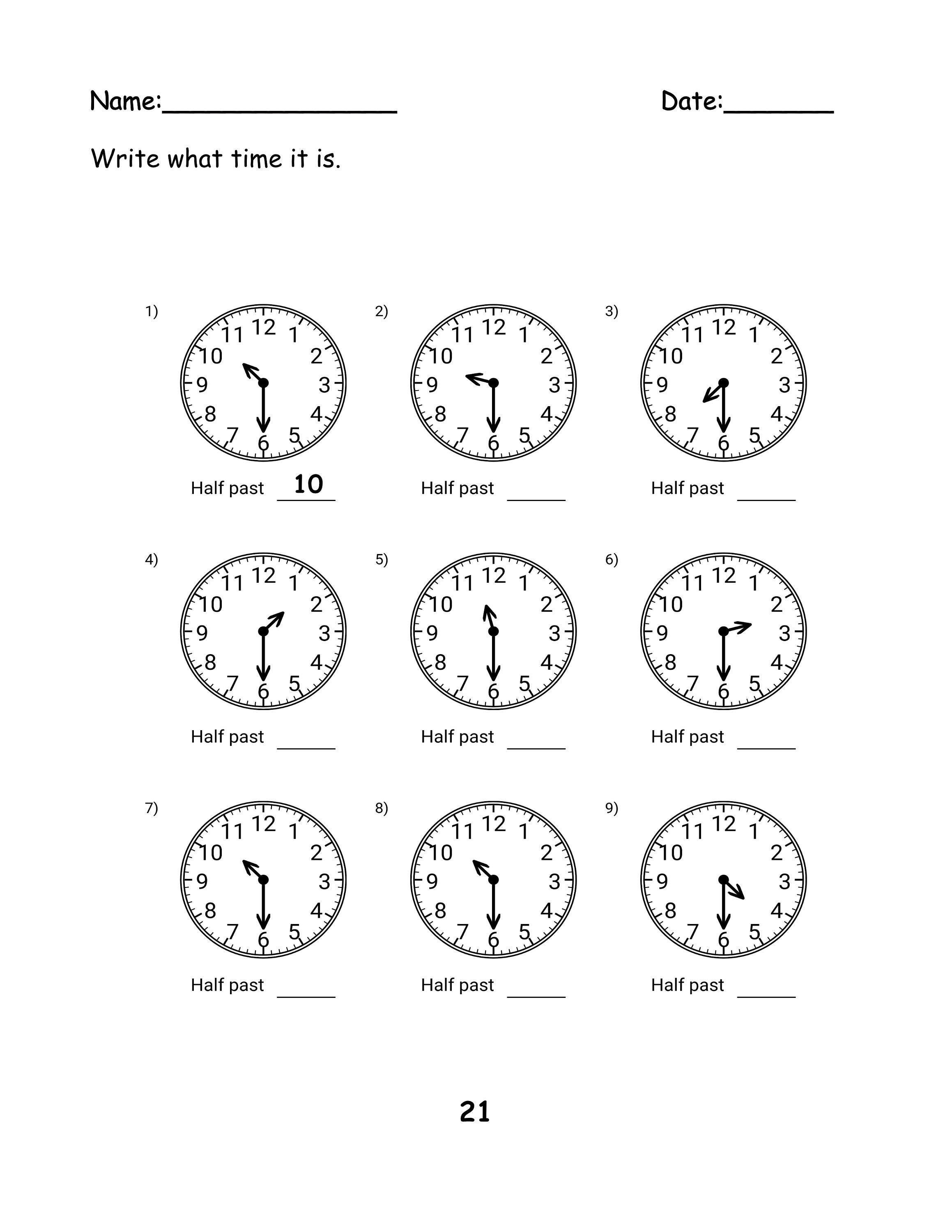 Telling Time Works Sheets, Kindergarten, First Grade Worksheets ...