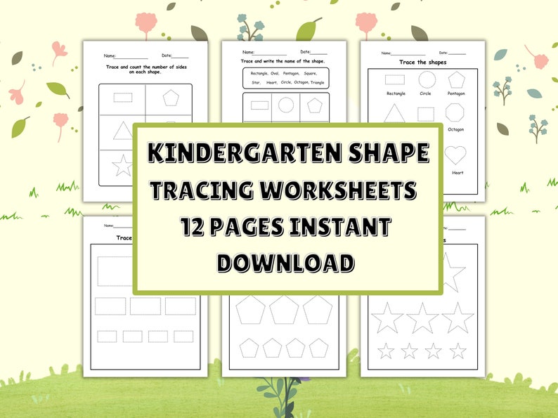 Shape Tracing Worksheets for Preschool, Kindergarten, Homeschooling ...