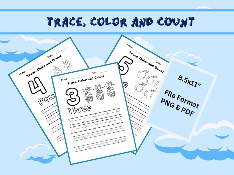 1 - 20 Number Tracing Bundle, Preschool Worksheets, 1 -20 Printable ...