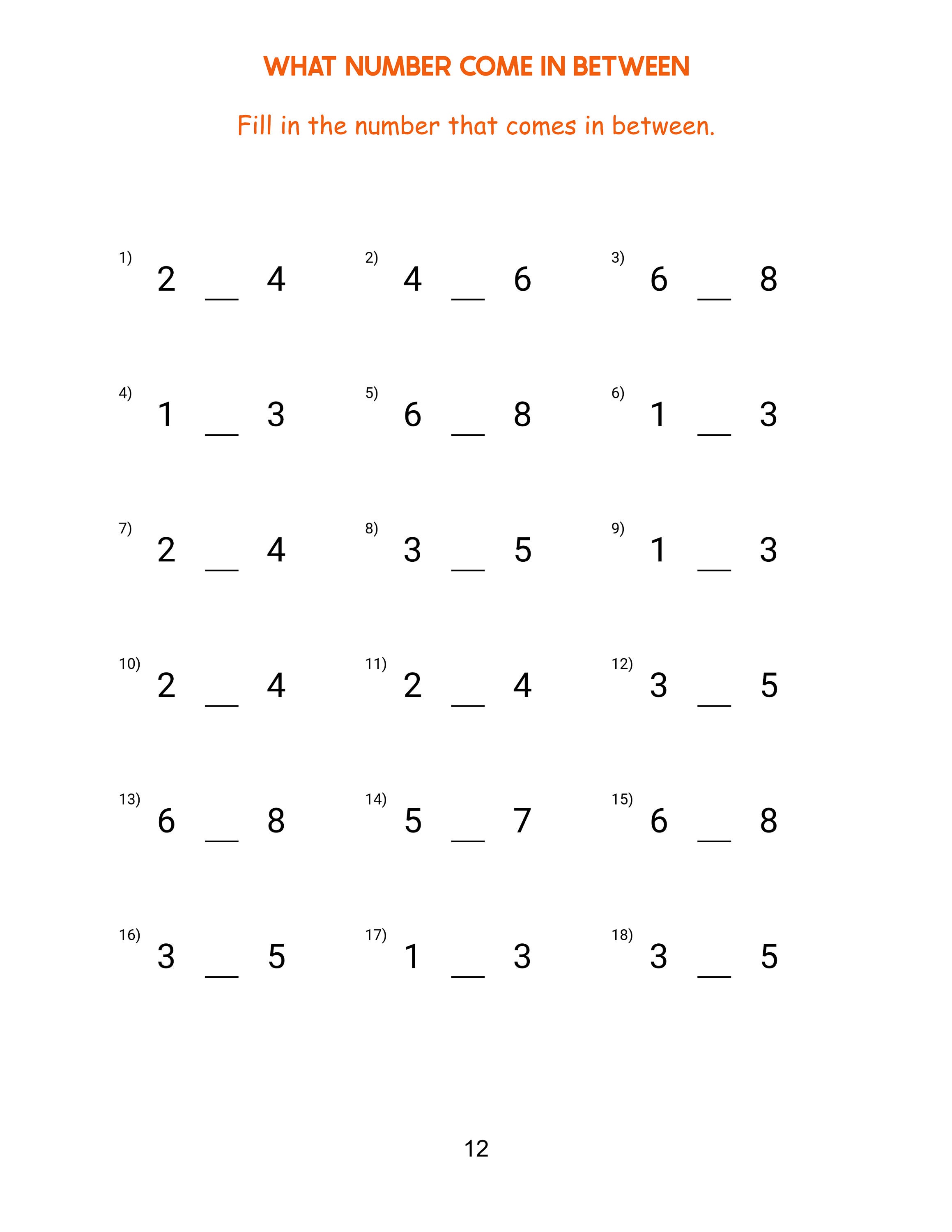 First Grade Math Worksheet, Counting, Missing Numbers & Number Skipping ...