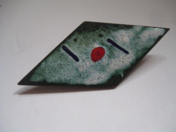 Enameled Diamond Shaped Pin in Copper and Multi-Col… - Gem