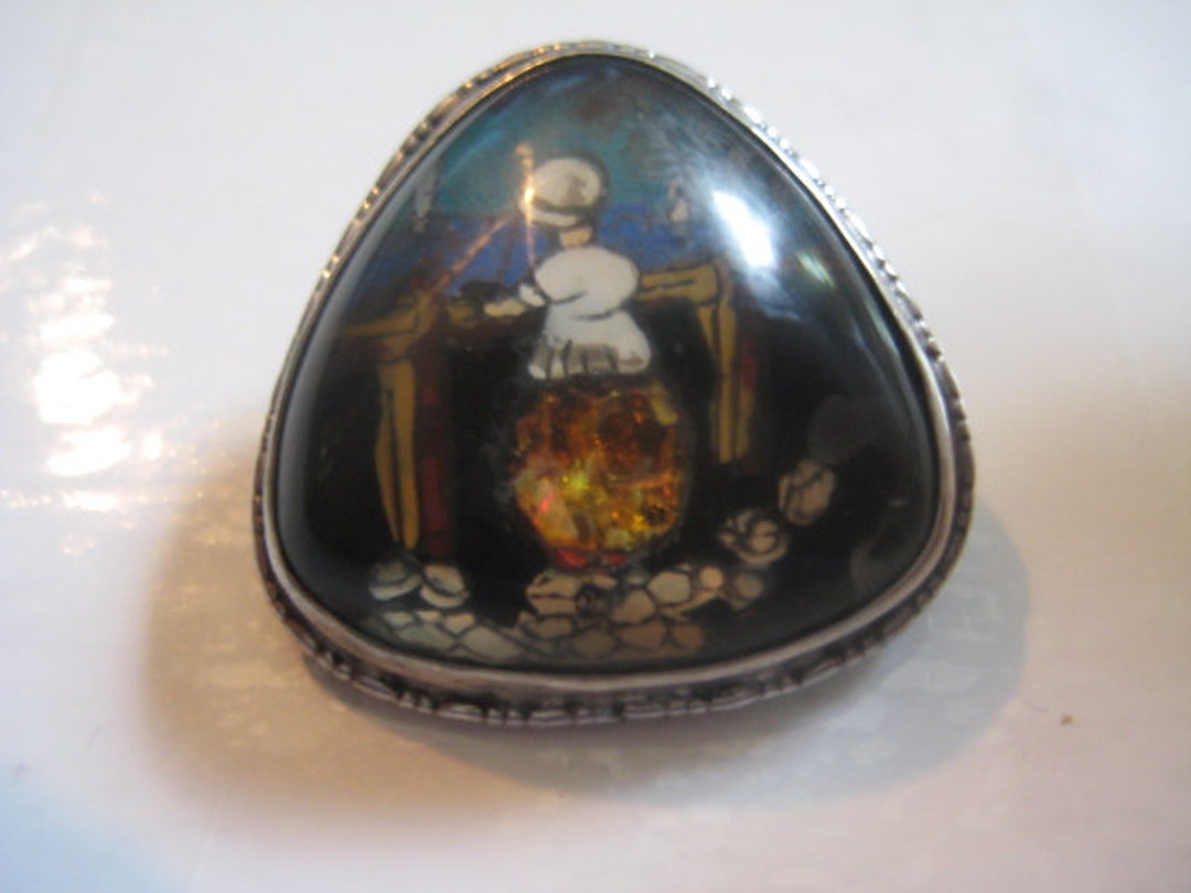 Antique Victorian Blue Morpho and Sterling Triangle Shaped Pin With ...