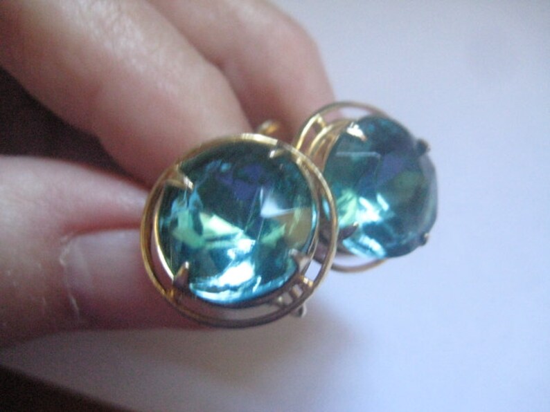 Accessocraft NYC Aqua Chaton Cut Rhinestones in Gold Tone | Etsy