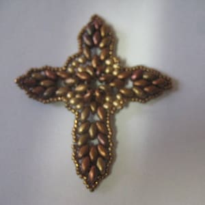 Shades of Metallic Super Duo Beads Cross Pendant by ME - Etsy