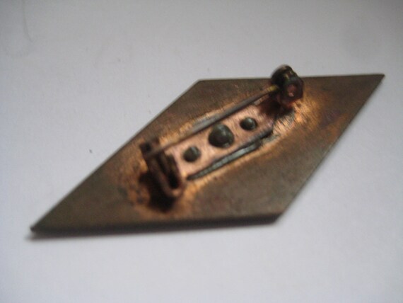 Enameled Diamond Shaped Pin in Copper and Multi-Col… - Gem