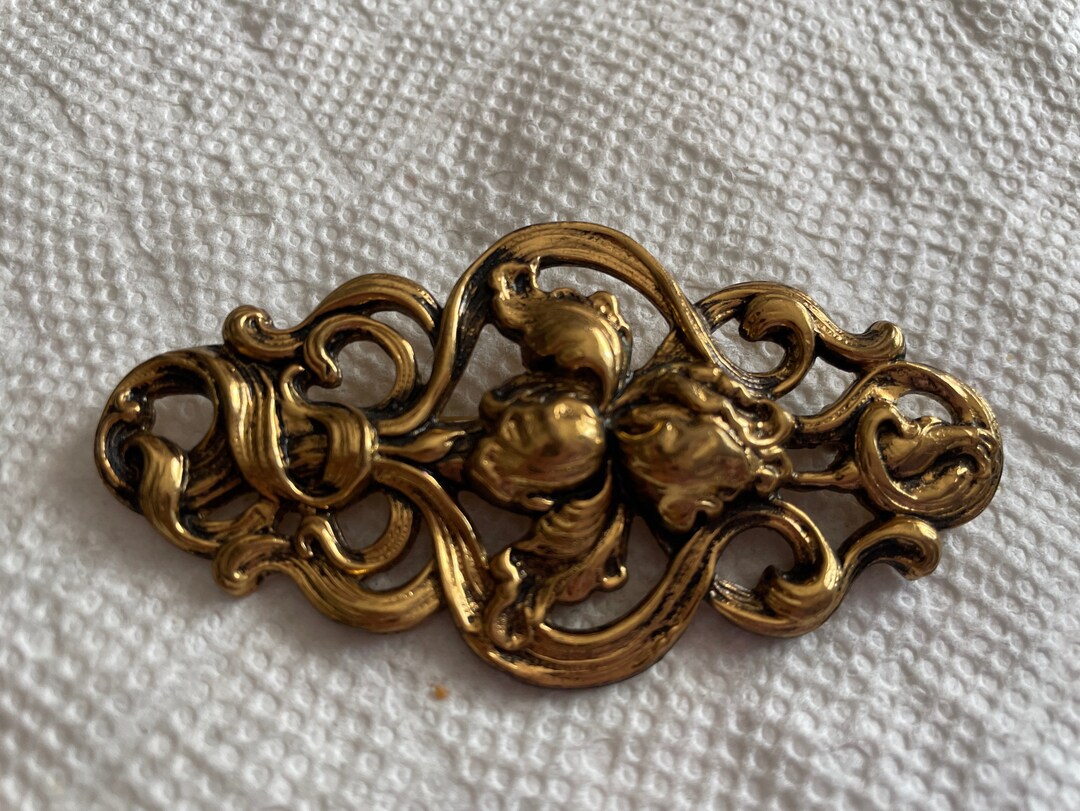 Victorian Style Gold Tone Pin Floral Repousse Design - Etsy