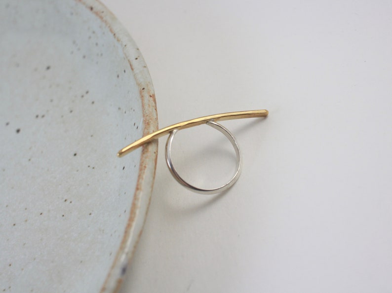 Minimal Brass and Sterling Silver Bar Ring Multi Finger - Etsy