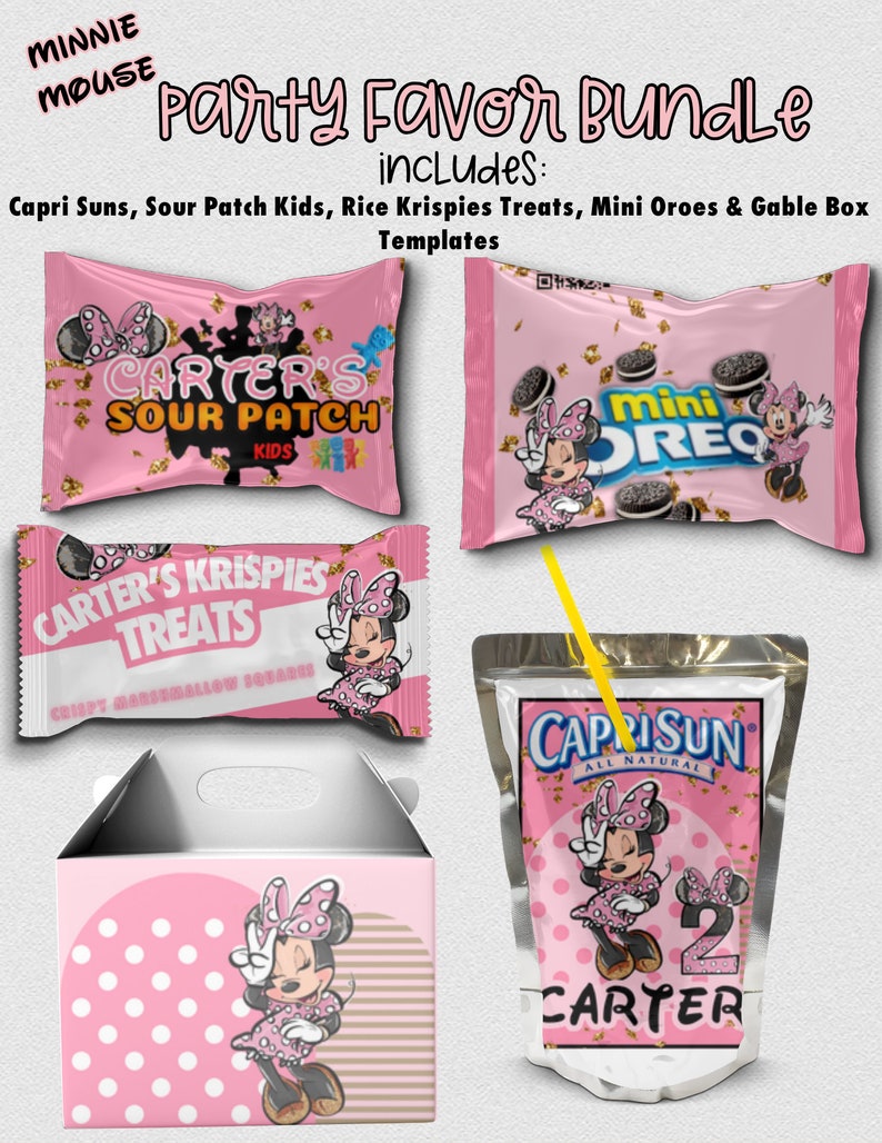 Minnie Mouse Favor Bundle 5-pack, Custom Birthday Party Favors ...