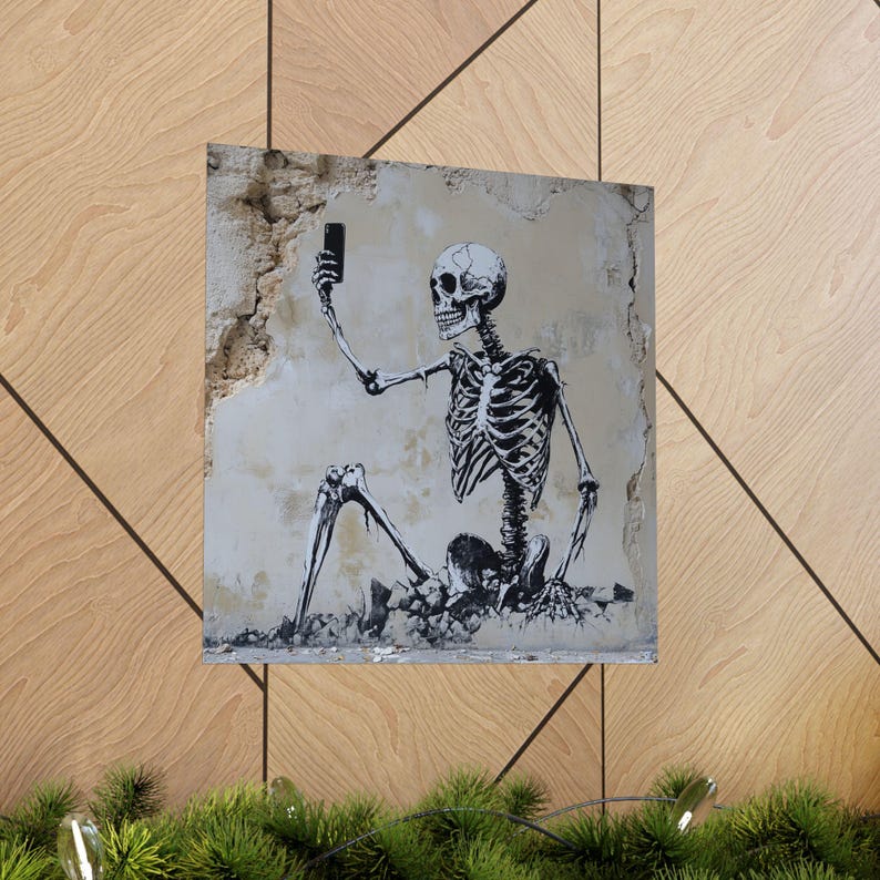 Banksy Style Skeleton Graffiti Art Print: Urban Dark Humor Home Decor ...