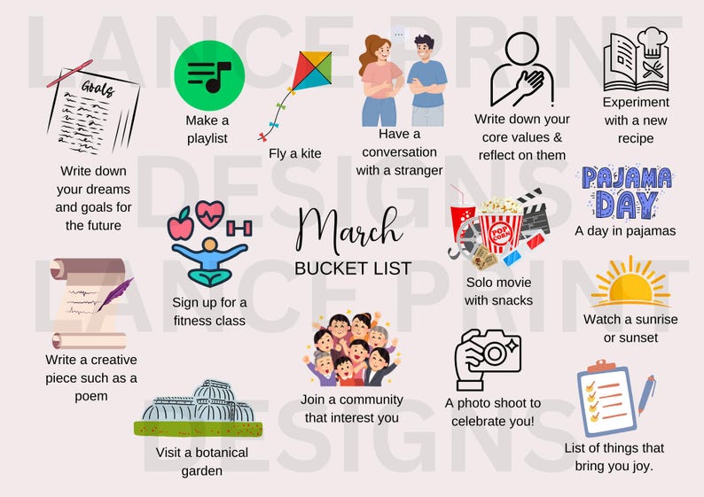 2025 UK Self-love Bucket List Calendar. Positivity. Journal. Vision ...