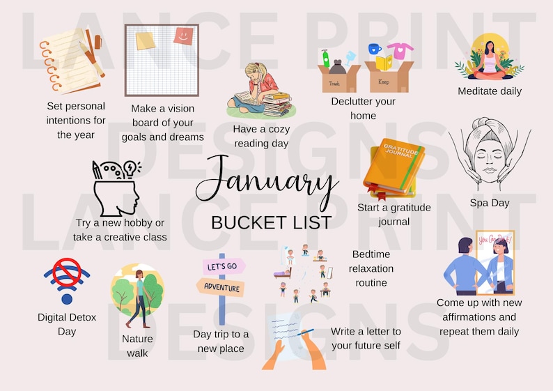 2025 UK Self-love Bucket List Calendar. Positivity. Journal. Vision ...