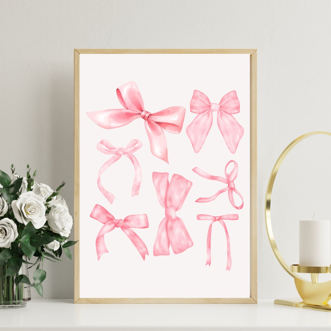 Pink Bows Digital Prints Set of 3 | Coquette Room Decor | Trendy Bows ...