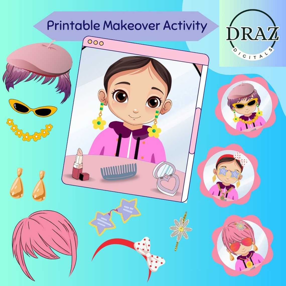 Printable Beauty Salon for Girls, Fashion Girl, Makeover Activity ...
