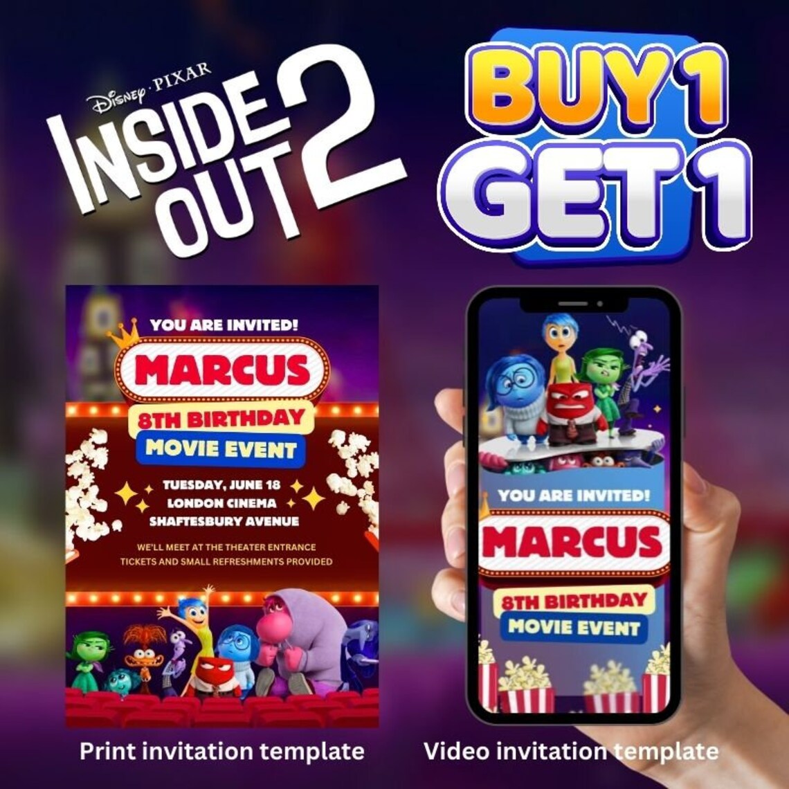 Inside Out 2 Themed Birthday Invitation: Digital & Printable - Etsy
