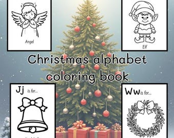 Christmas Alphabet Coloring Book - Etsy