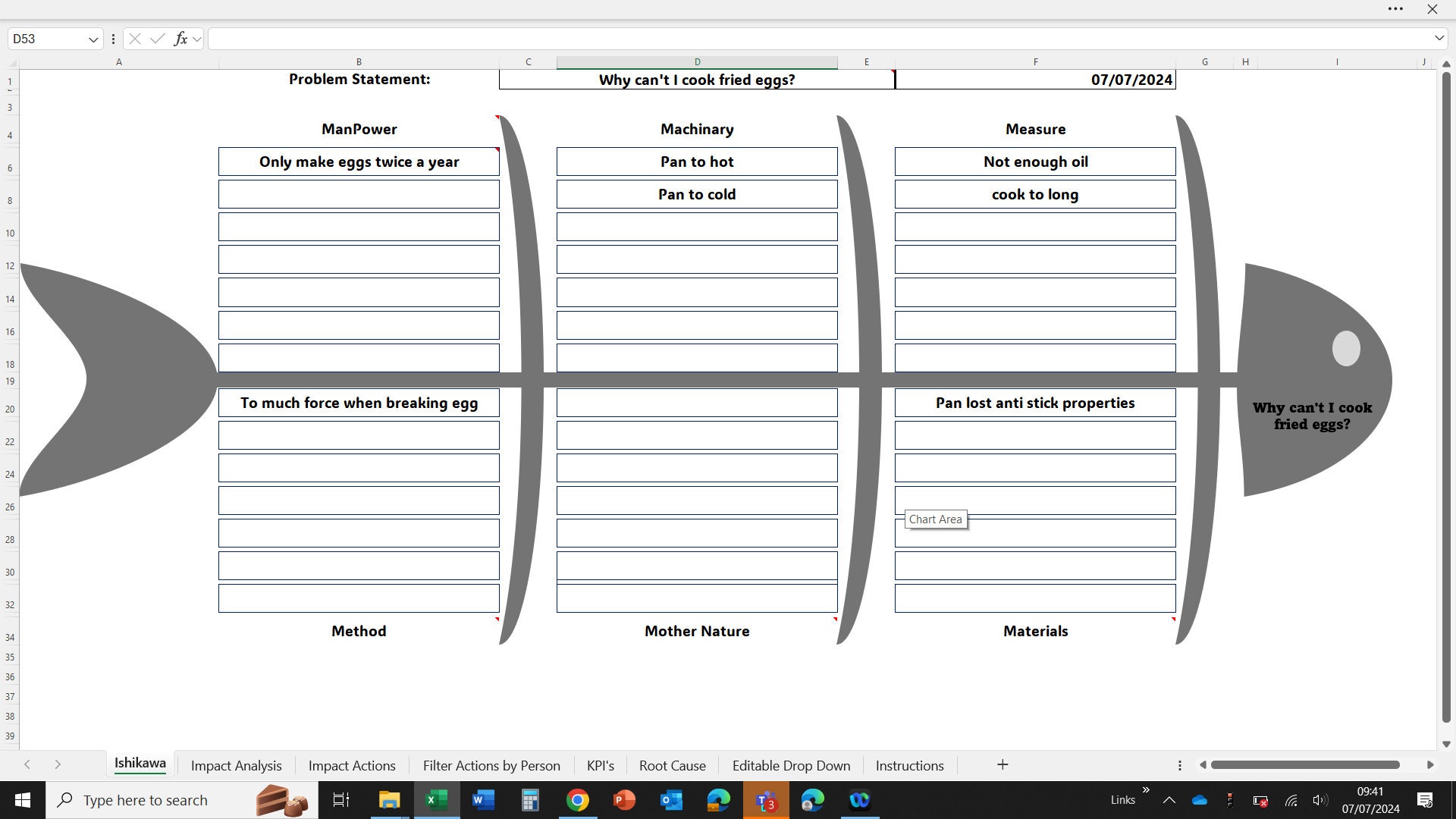 Excel Template Ishikawa Fishbone, Fully Editable, 5 Whys, Herringbone ...