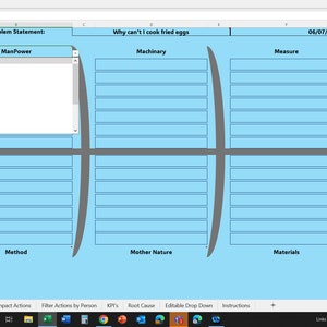 Excel Ishikawa, Fishbone, Root Cause Analysis Template. Fully Editable ...