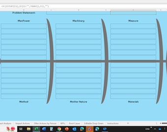 Excel Template Ishikawa Fishbone, Fully Editable, 5 Whys, Herringbone ...