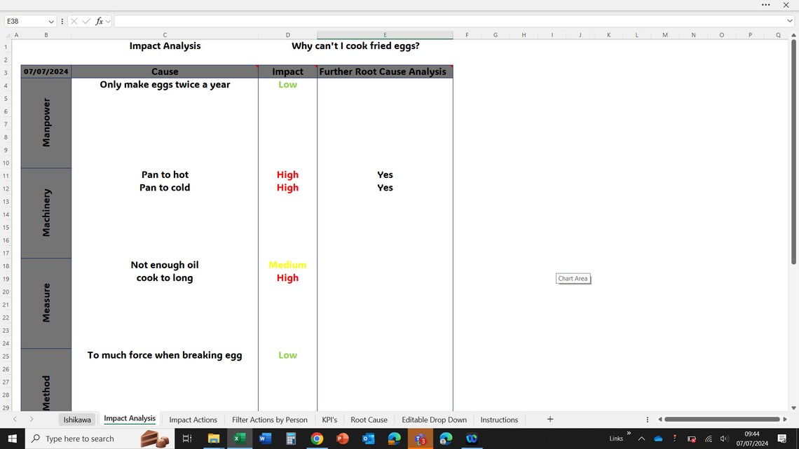 Excel Template Ishikawa Fishbone, Fully Editable, 5 Whys, Herringbone ...