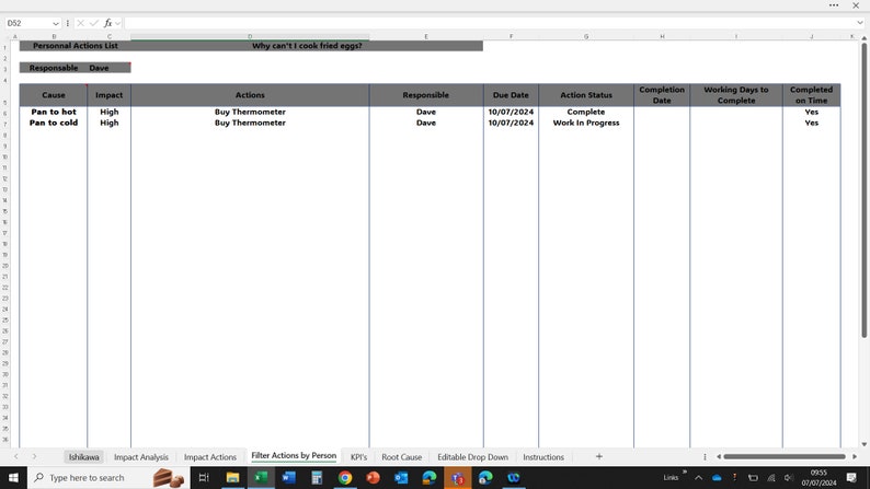 Excel Template Ishikawa Fishbone, Fully Editable, 5 Whys, Herringbone ...