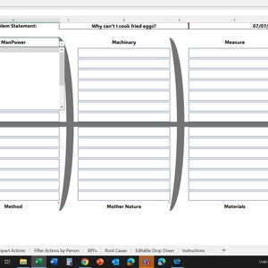 Excel Template Ishikawa Fishbone, Fully Editable, 5 Whys, Herringbone ...