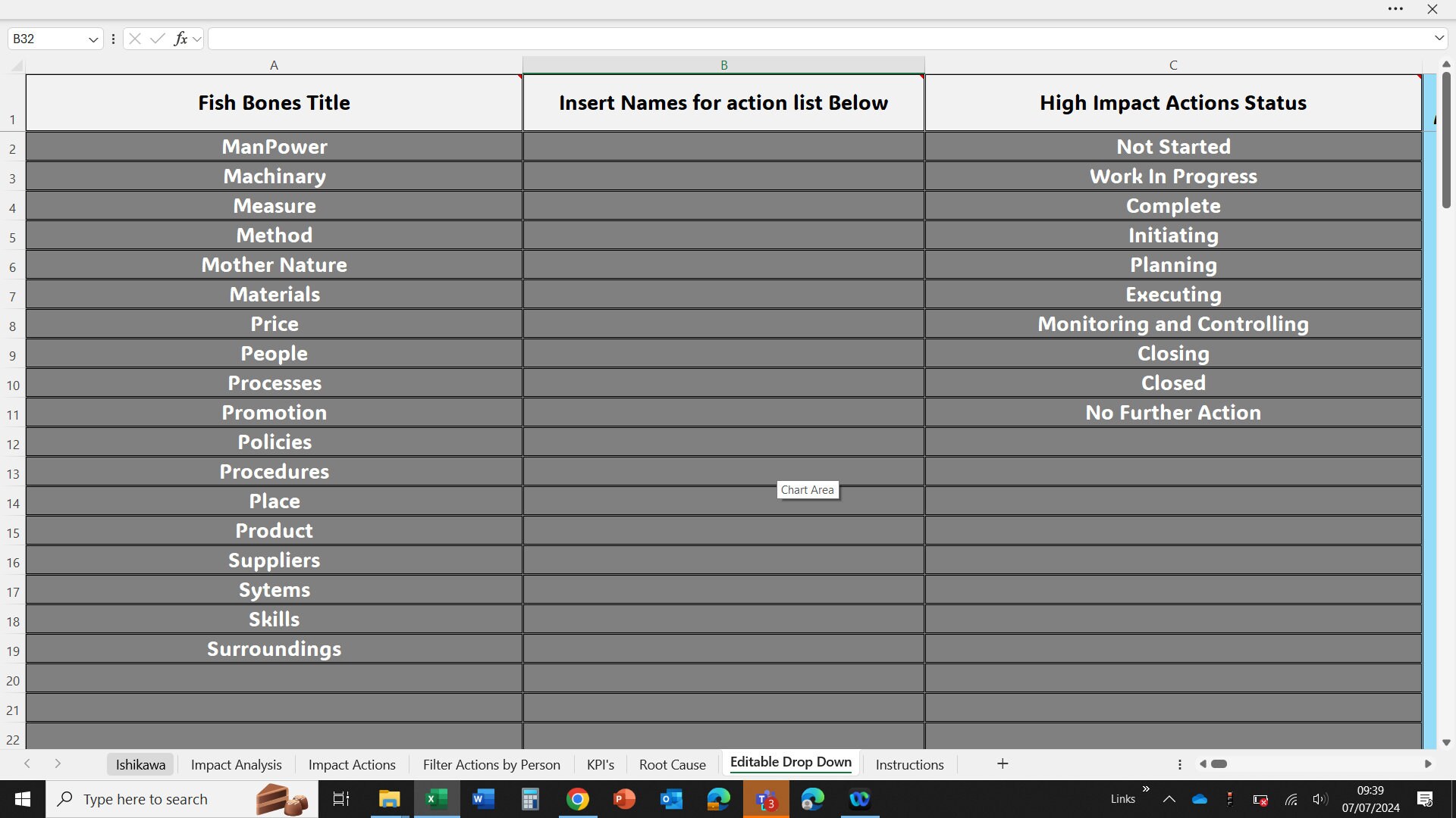 Excel Template Ishikawa Fishbone, Fully Editable, 5 Whys, Herringbone ...