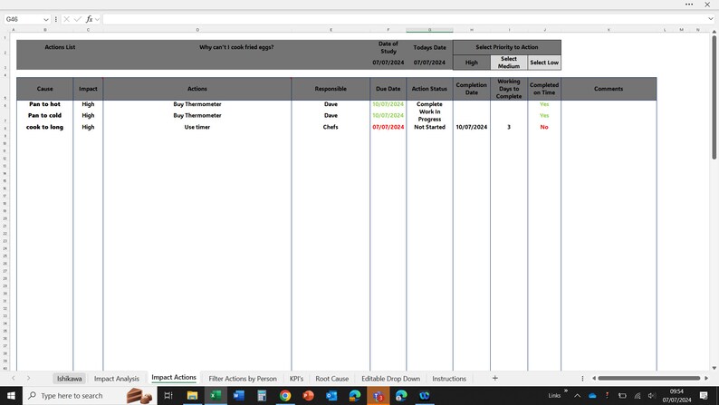 Excel Template Ishikawa Fishbone, Fully Editable, 5 Whys, Herringbone, Root Cause Analysis ...
