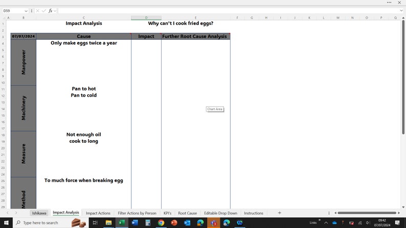 Excel Template Ishikawa Fishbone, Fully Editable, 5 Whys, Herringbone ...
