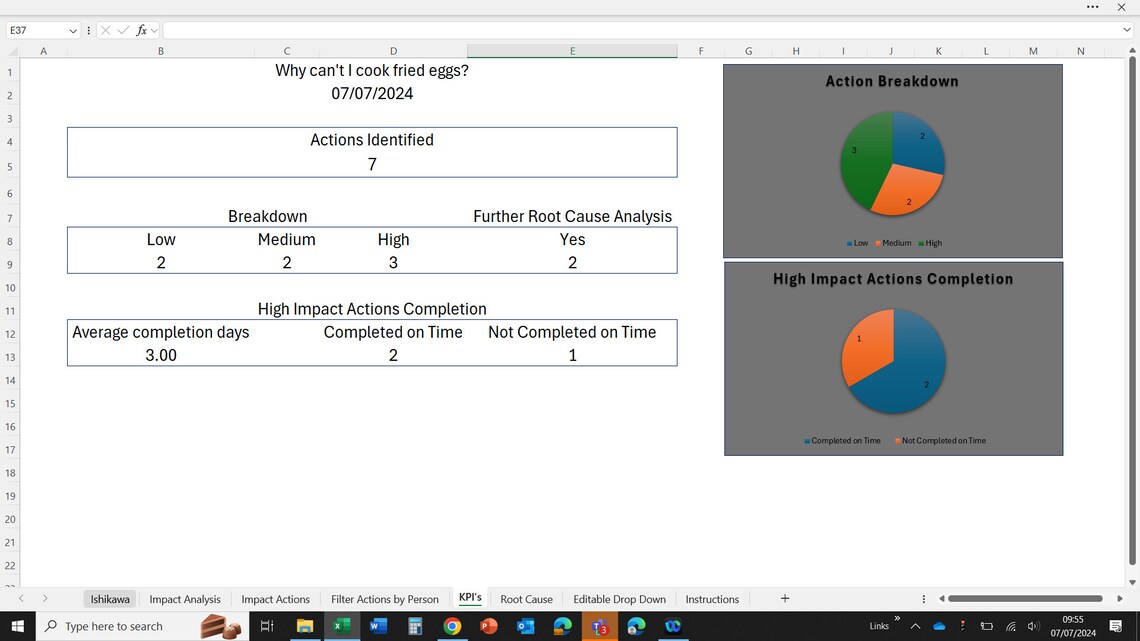 Excel Template Ishikawa Fishbone, Fully Editable, 5 Whys, Herringbone ...