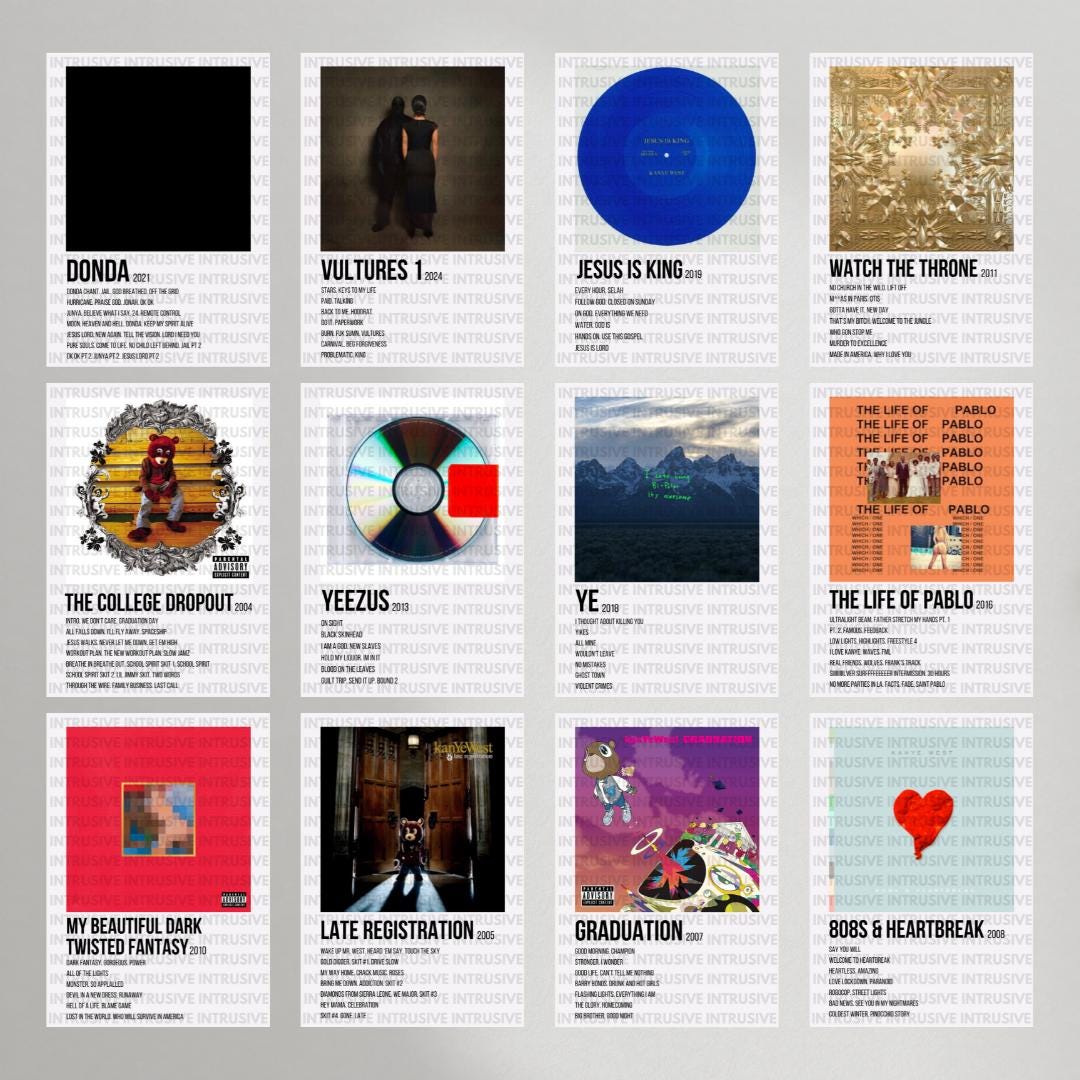 Paquete de 12 pósters de portadas de álbumes de Kanye West ARCHIVO ...