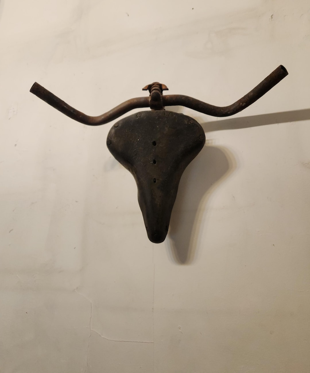 Vintage Scrap Bull Head Wall Hanging Sculpture | Bicycle | Seat ...