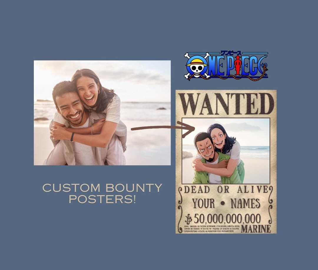 Custom One Piece Wanted Poster, Personalized Manga Anime Pirate ...
