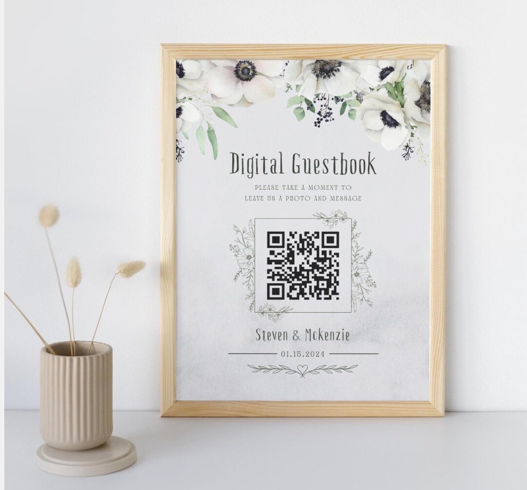 Digital Guest Book Sign Wedding QR Code Guest Book Boho Guestbook Sign ...