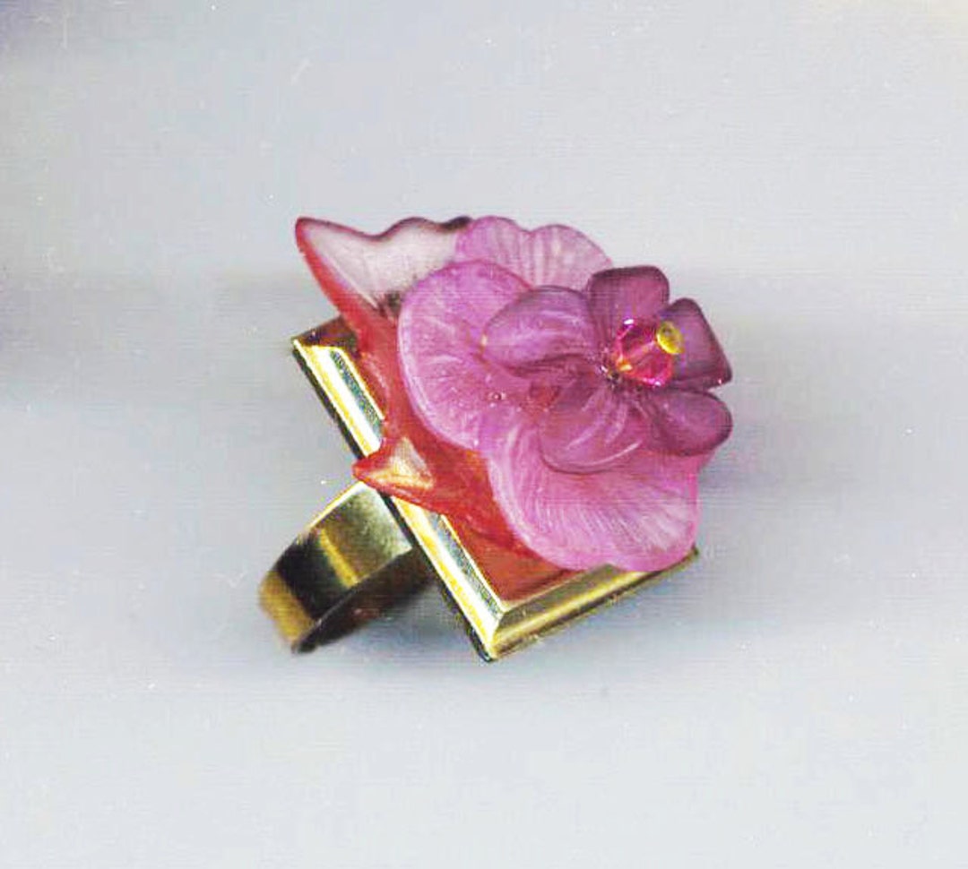 Anillo floral rosa violeta febrero Piedra de nacimiento Anillo de flores violetas Día de San ...