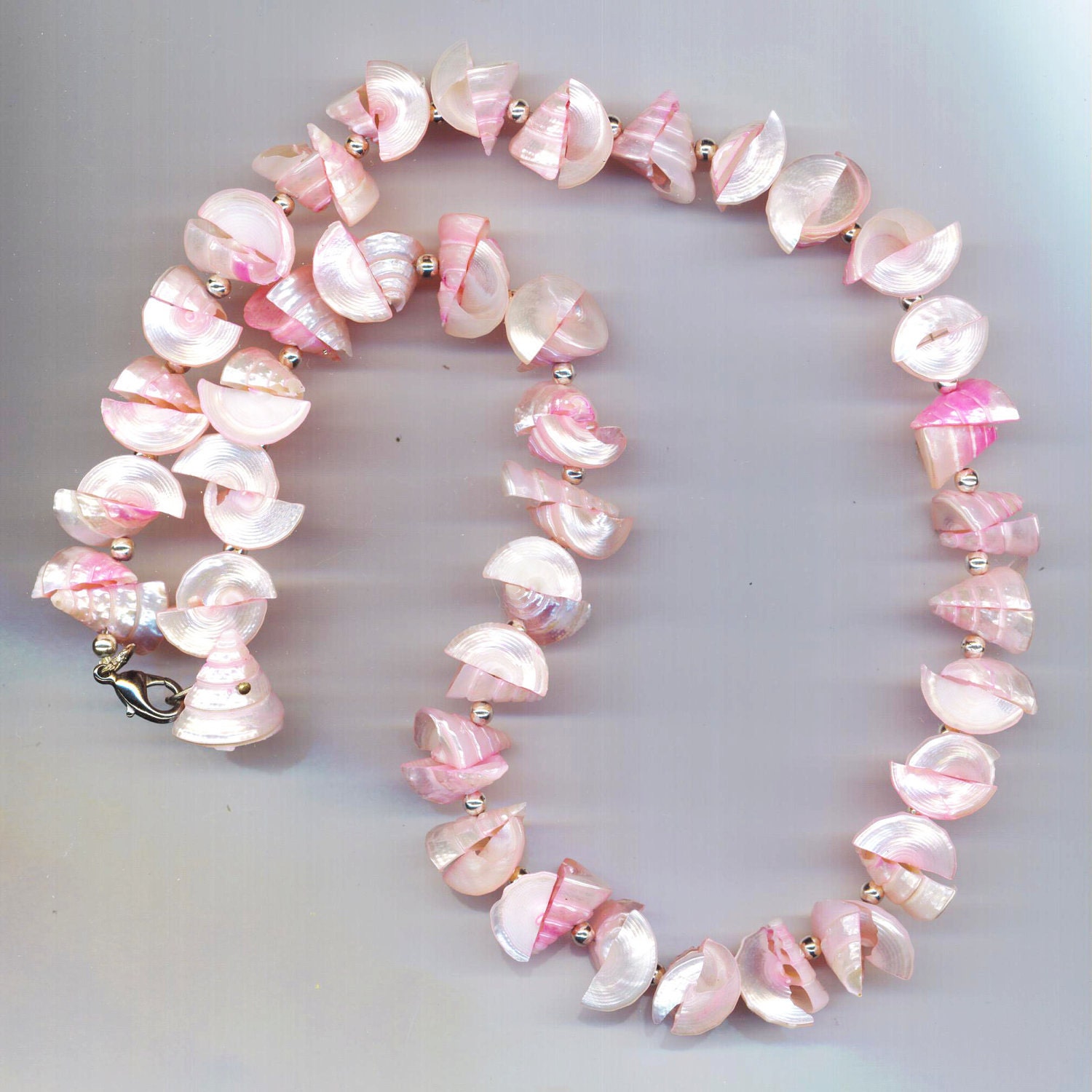 Iridescent Pink Shell Necklace Vintage Necklace Rose Mother O - Etsy