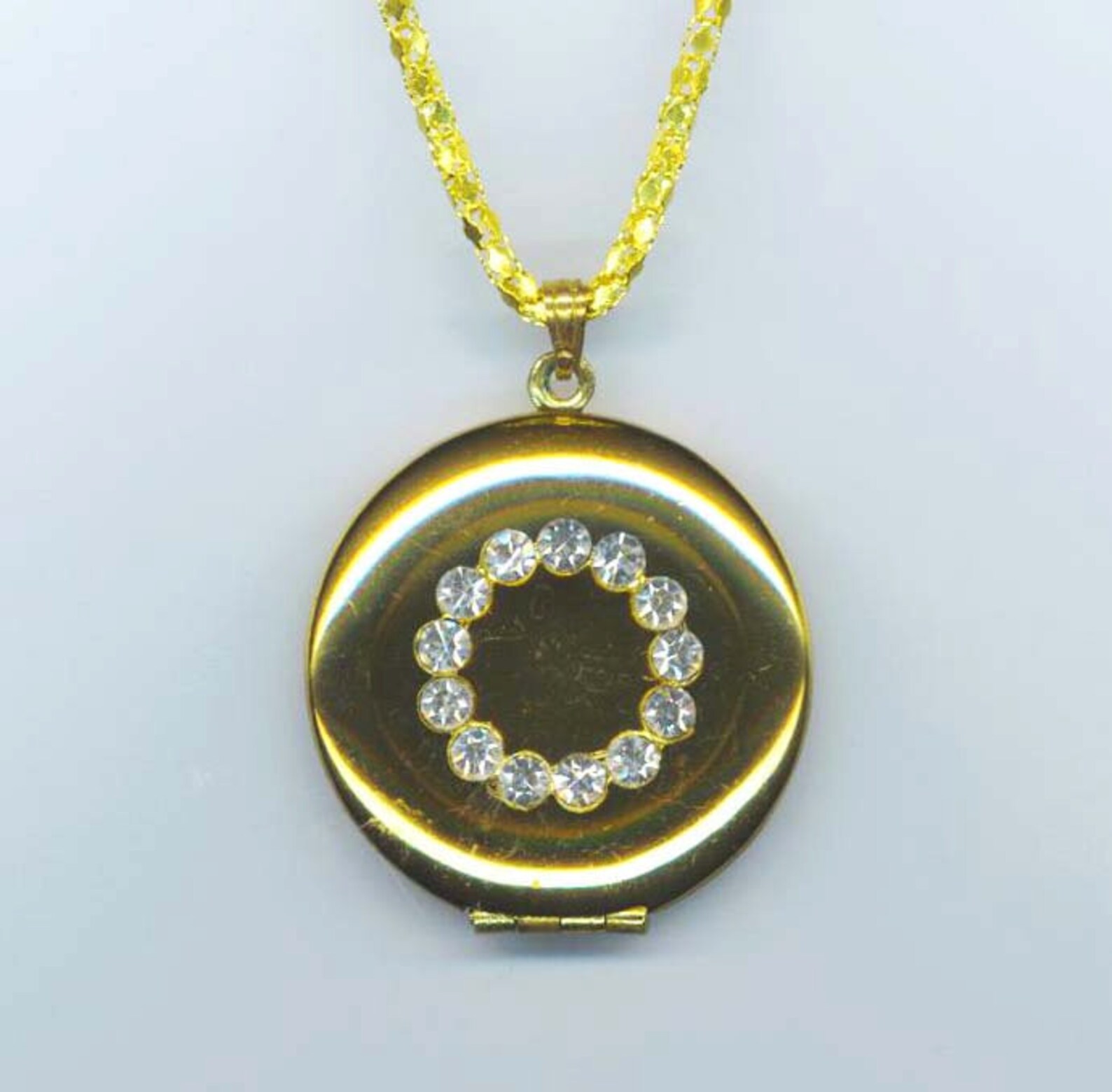 Golden Locket Pendant Rhinestone Locket Round Crystal Pendant - Etsy ...