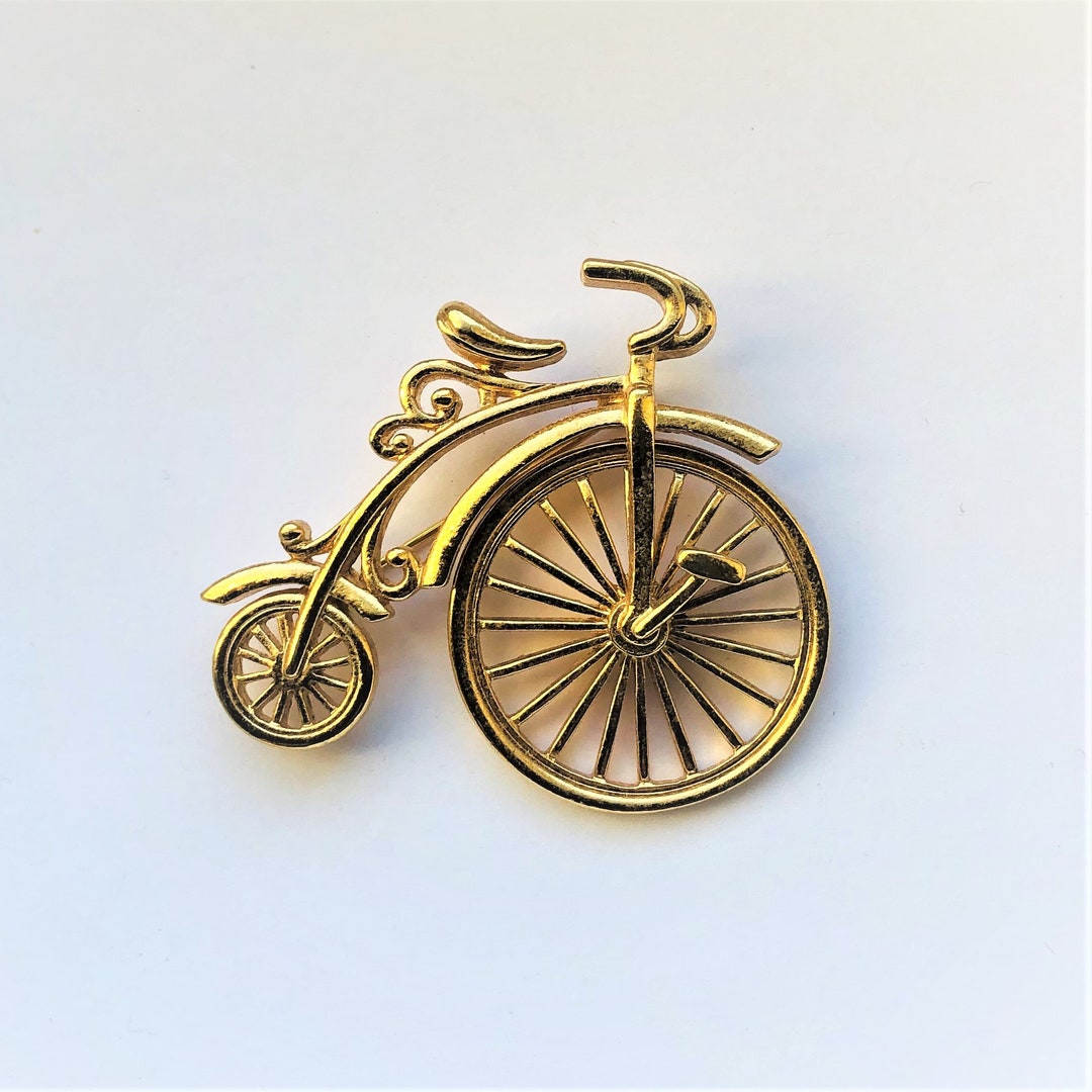 Vintage Golden Bicycle Pin/brooch Retro Bicycle Movable Wheel Brooch ...