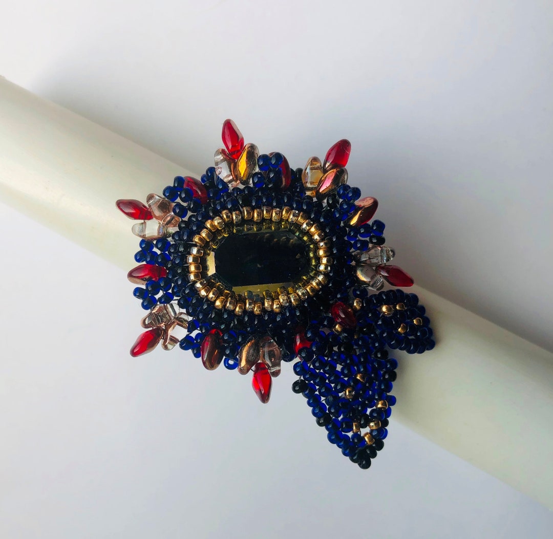 Good Witch Ring Vintage Brass Filigree Ring Swarovski Stone Unique ...