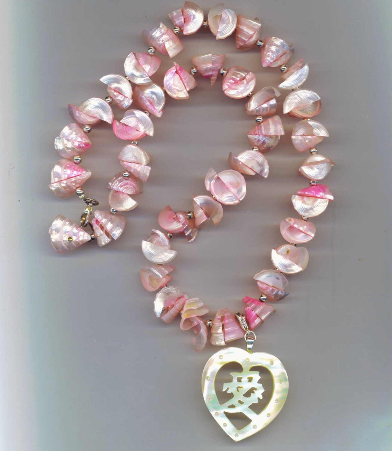 Iridescent Pink Shell Necklace Vintage Necklace Rose Mother O - Etsy