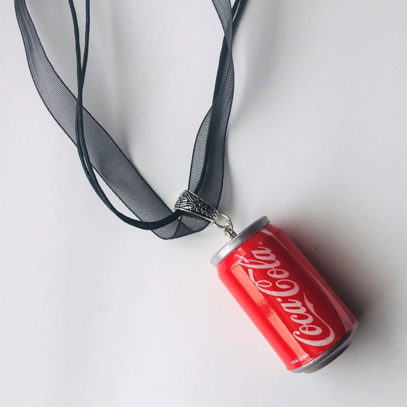 Miniature Can Charm Pendant Red Tin Can Charm Organza or Chain Necklace ...