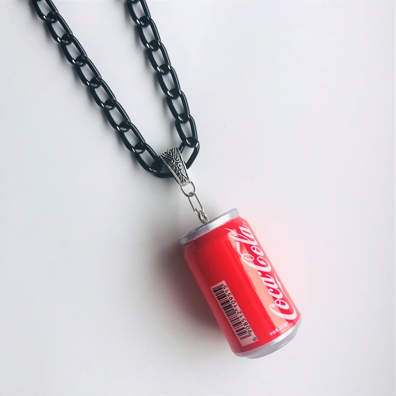 Miniature Can Charm Pendant Red Tin Can Charm Organza or Chain Necklace ...