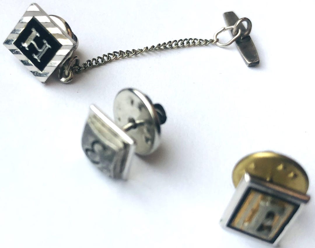 Vintage Signed Swank Tie Pin Groom Tie Tack Silver Color Letters Tie ...