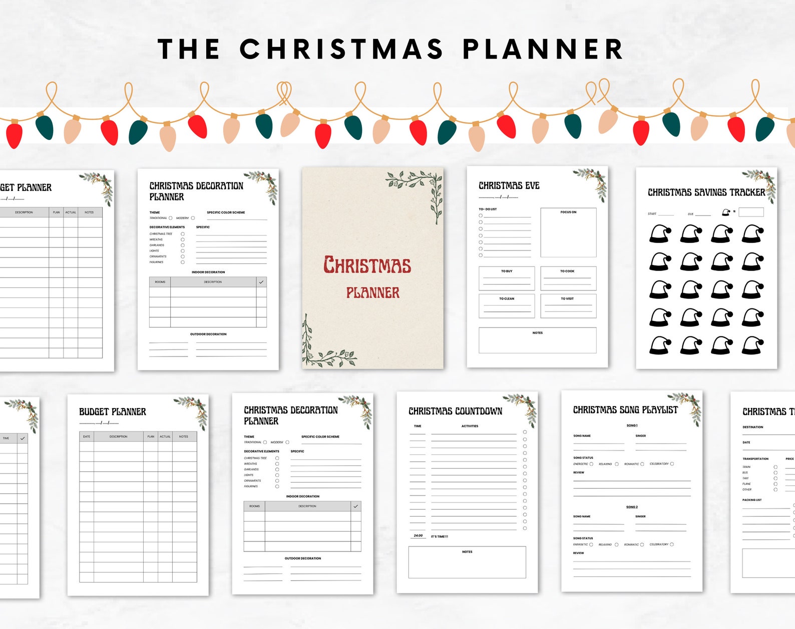 Christmas Planner Printable | Digital Holiday Planner | Event Organizer ...