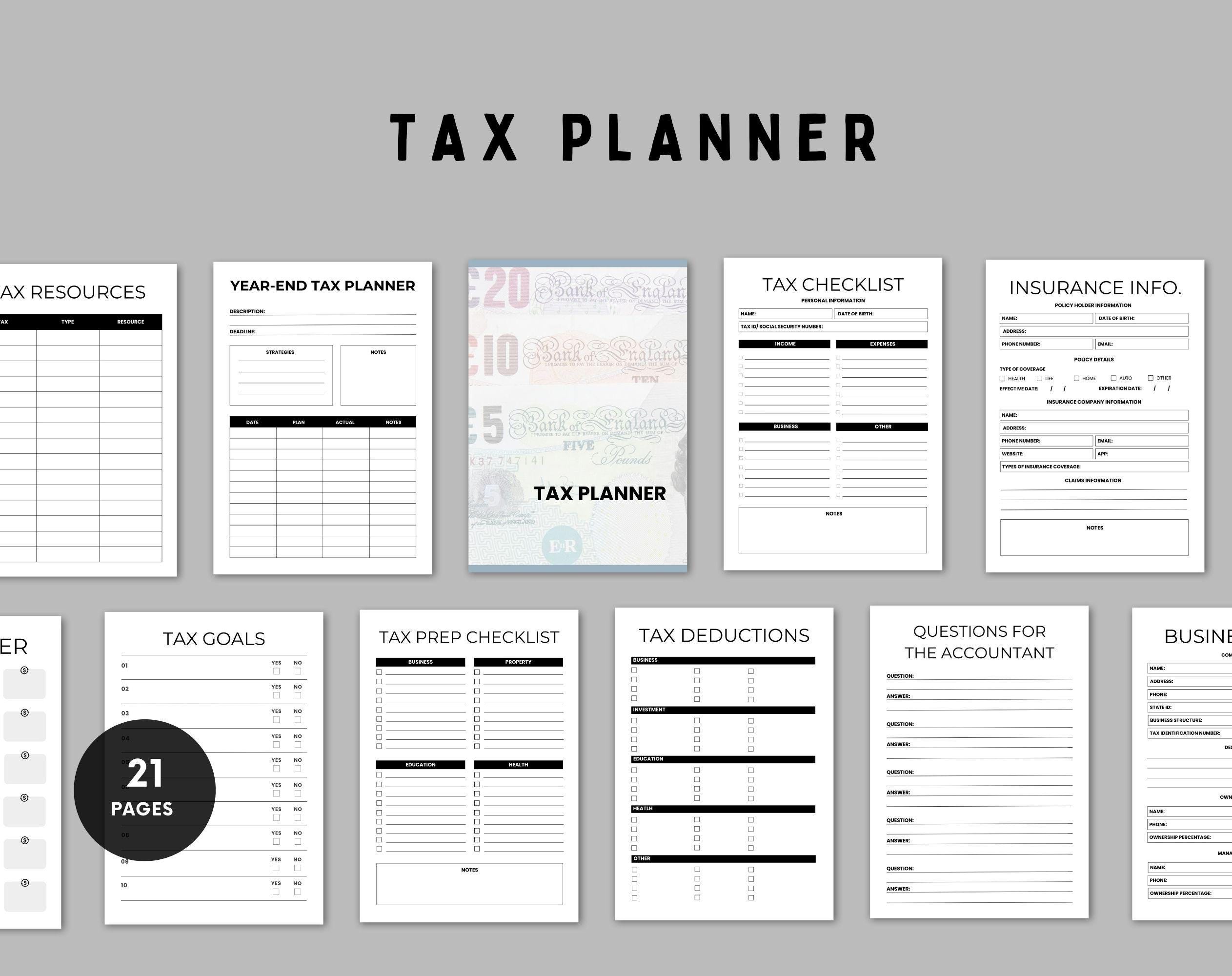 Tax Planner, Digital Tax Planner, Tax Strategy, Tax Tracker, Tax ...