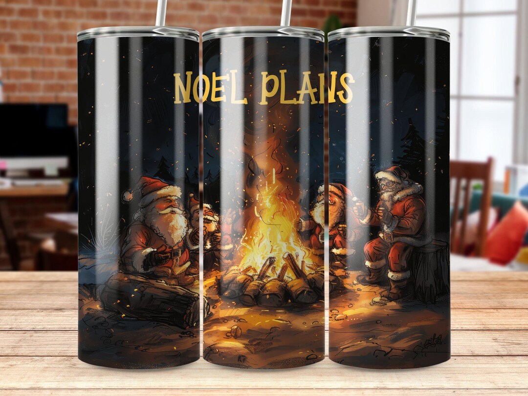 Christmas Santa Campfire Printable Tumbler Wrap, Noel Plans Digital ...