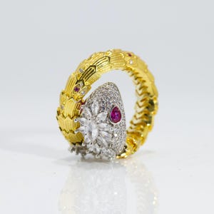 Adjustable Snake Ring, Viper Ring, Ruby Eyes, 14k Gold Plated, Zircon Gemstone - Etsy
